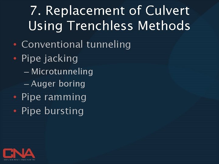 Culvert Repair Best Practices Specifications and Special Provisions