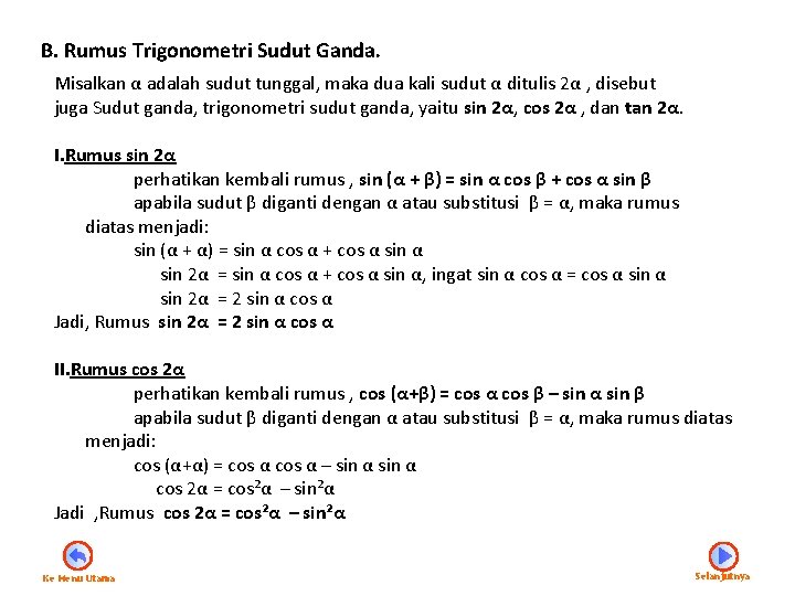 IDENTITAS TRIGONOMETRI Klik Shapes Untuk ke subbab materi