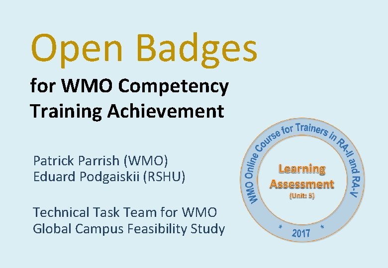 Open Badges for WMO Competency Training Achievement Patrick