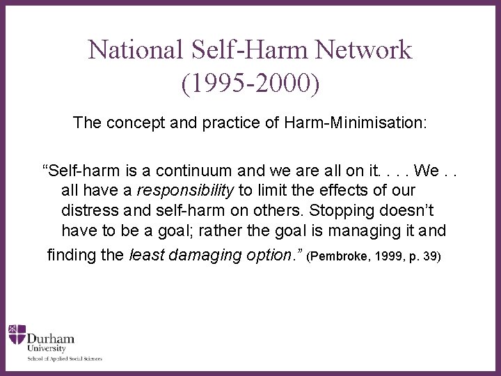 History of SelfHarm Activism 1986 2004 Mark Cresswell