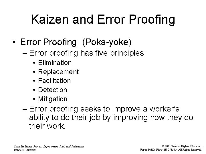 Kaizen and Error Proofing Chapter 13 Lean Six