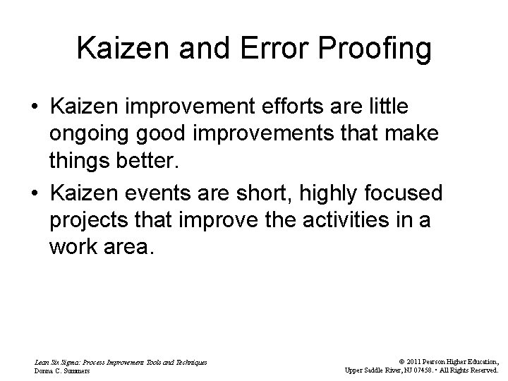 Kaizen and Error Proofing Chapter 13 Lean Six