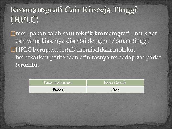 HighPerformance Liquid Chromatography HPLC and Capillary Electrophoresis CE