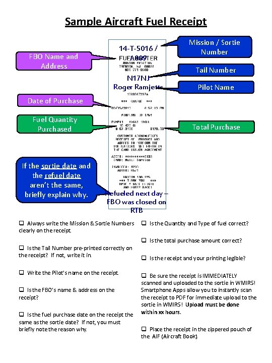 Sample Aircraft Fuel Receipt 14 T5016 A 009