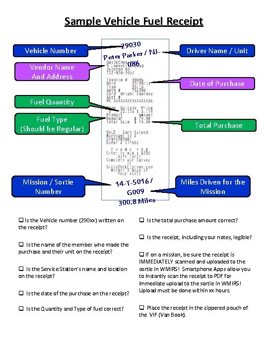 Sample Aircraft Fuel Receipt 14 T5016 A 009