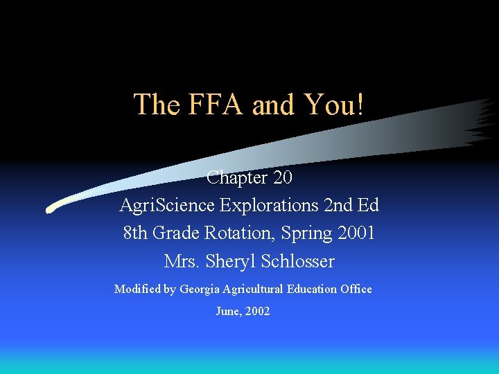 The FFA and You Chapter 20 Agri Science