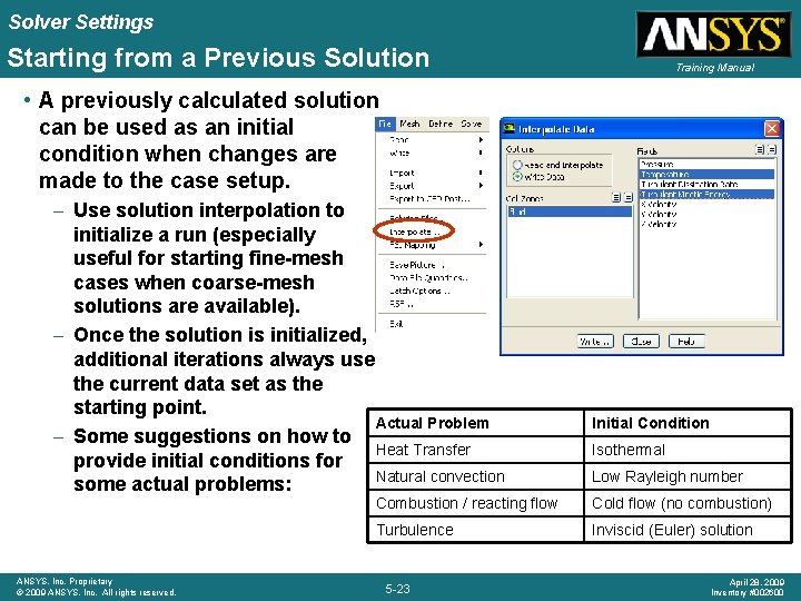 Chapter 5 Solver Settings Introductory FLUENT Training ANSYS