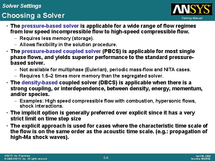 Chapter 5 Solver Settings Introductory FLUENT Training ANSYS