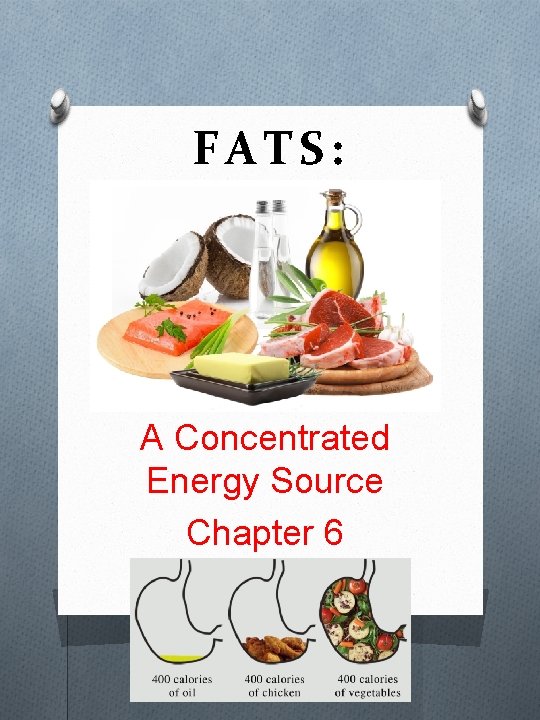 FATS A Concentrated Energy Source Chapter 6 O