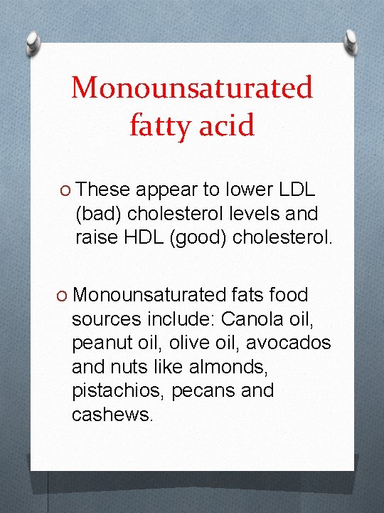 FATS A Concentrated Energy Source Chapter 6 O