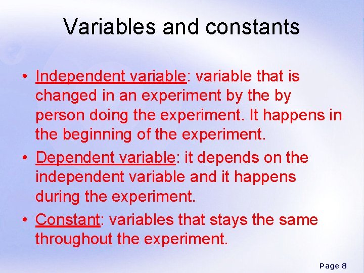 THE SCIENTIFIC METHOD Page 1 What is Science