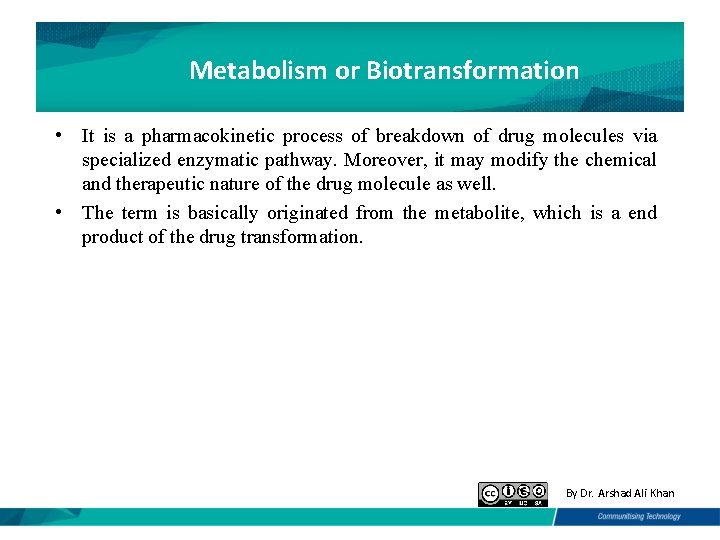 Chapter 5 Drug Metabolism by Dr Arshad Ali