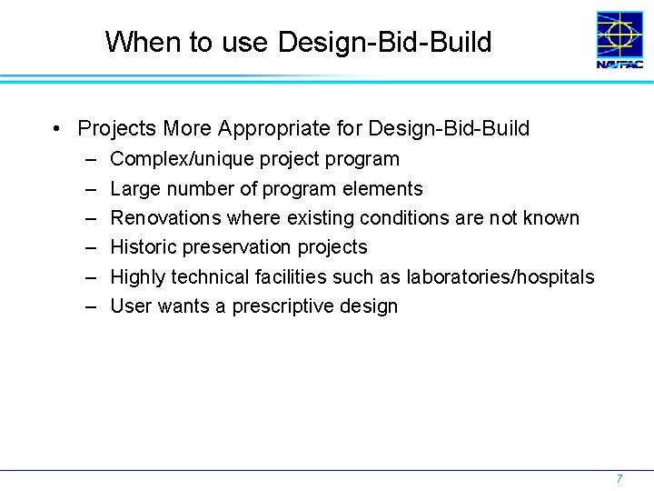 Introduction to DesignBuild DB Training Module Logistics Course