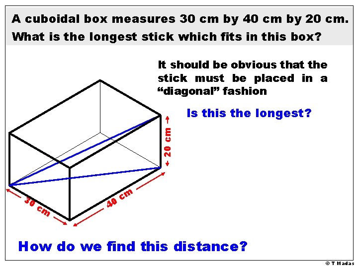 T Madas A cuboidal box measures 30 cm