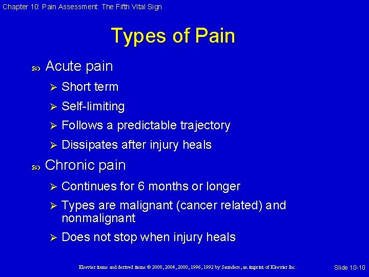 Pain Assessment The Fifth Vital Sign Chapter 10