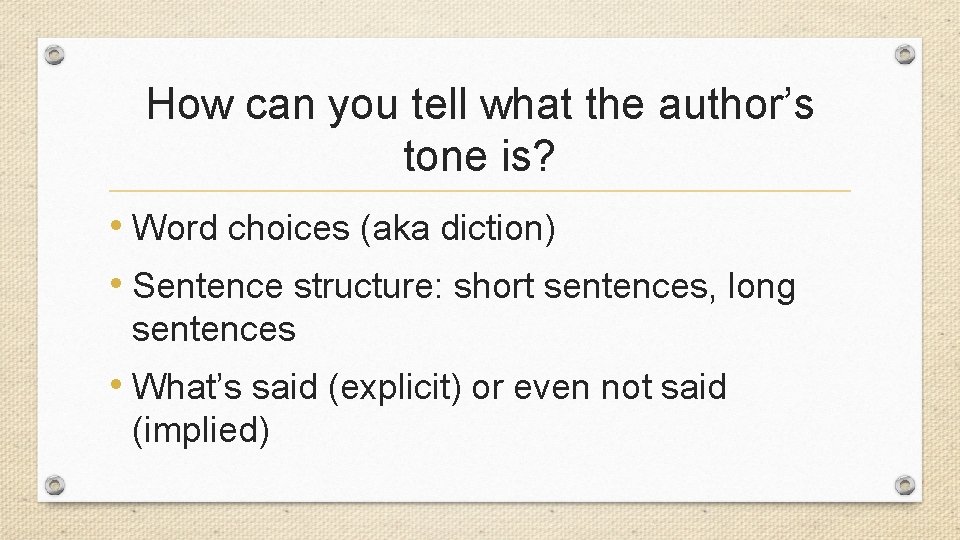 TONE AND MOOD TONE Little Johnny you get