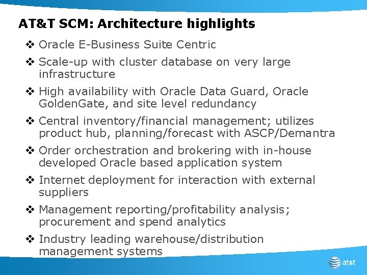 Best Practices at ATT Oracle Real Application Clusters