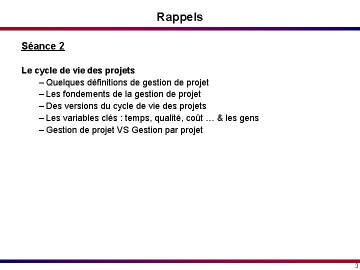 GESTION DE PROJET CERTIFICAT 30 470 12 Sance