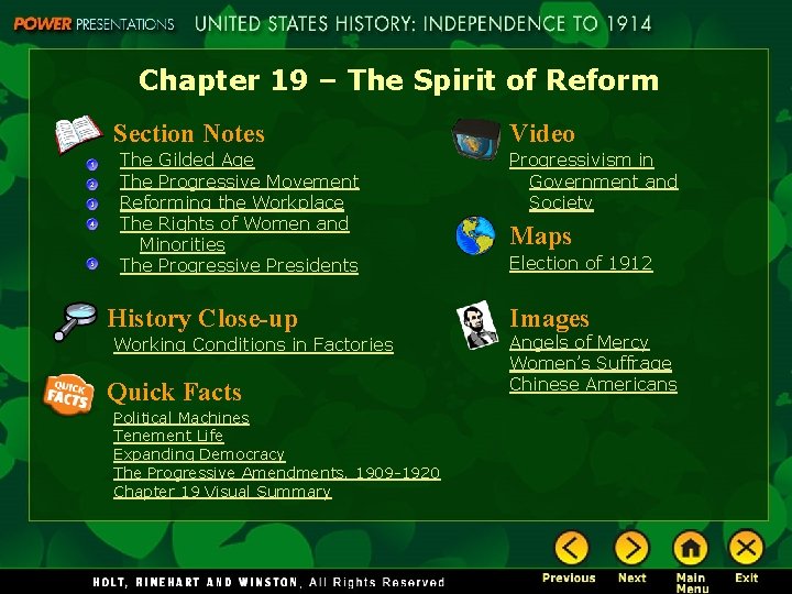 Chapter 19 The Spirit of Reform Section Notes