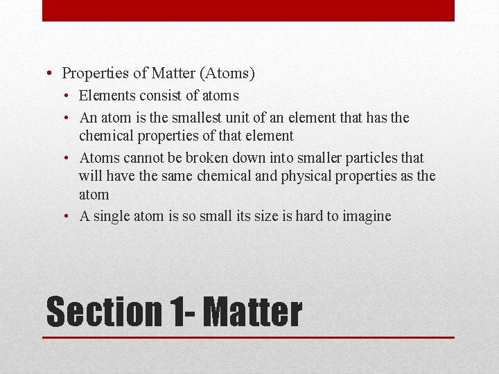 Chapter 4 Earth Chemistry Section 1 Matter Section
