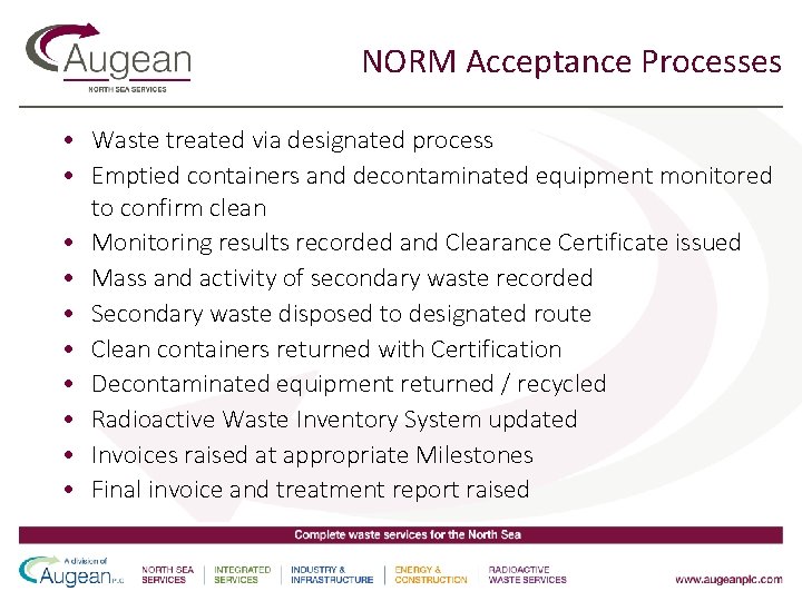 Augean North Sea Services NORM Hazardous Waste Management