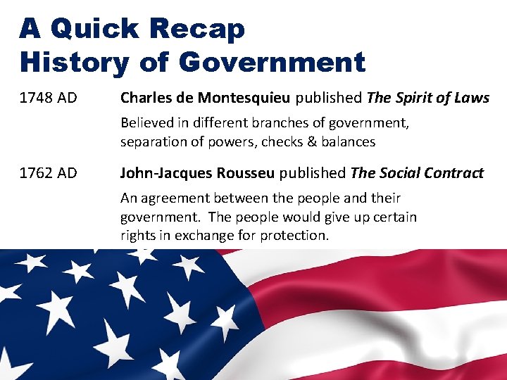 Government Unit 4 The Constitution Monday November 12