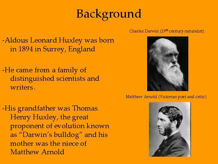 Aldous Huxley 1894 1963 Background Charles Darwin 19