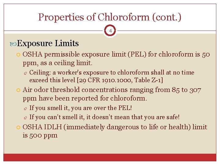 Working Safely with Chloroform ENVIRONMENTAL HEALTH SAFETY AND