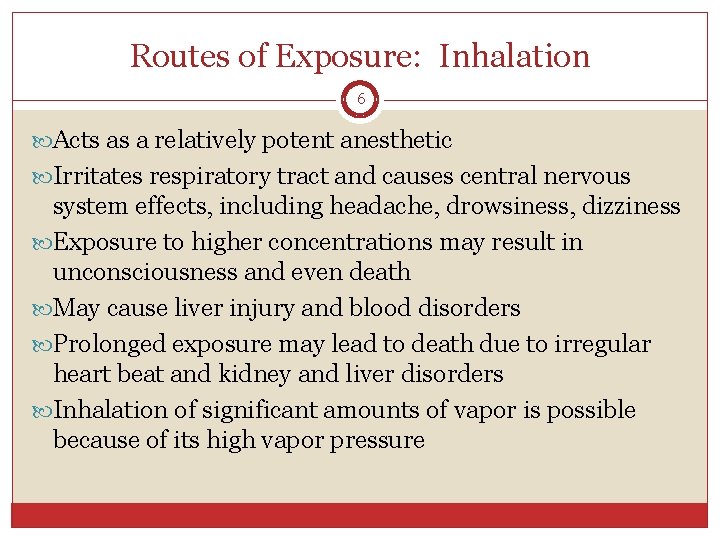 Working Safely with Chloroform ENVIRONMENTAL HEALTH SAFETY AND