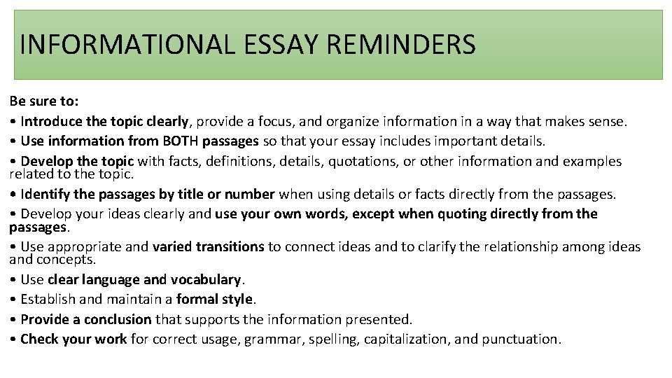 EOC INFORMATION AND SAMPLE CONSTRUCTED RESPONSES WHERE TO