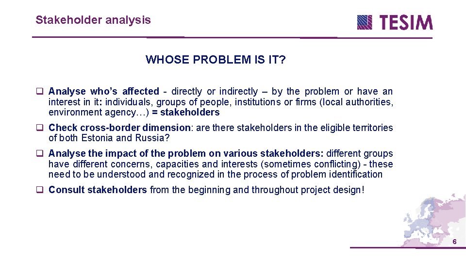 Developing CBC project ideas Introduction to problem stakeholder