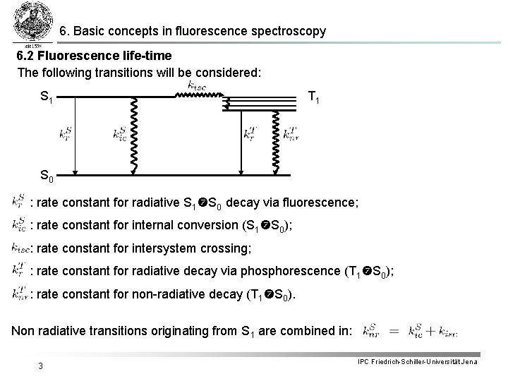 6 Fluorescence Spectroscopy 1 IPC FriedrichSchillerUniversitt Jena 6