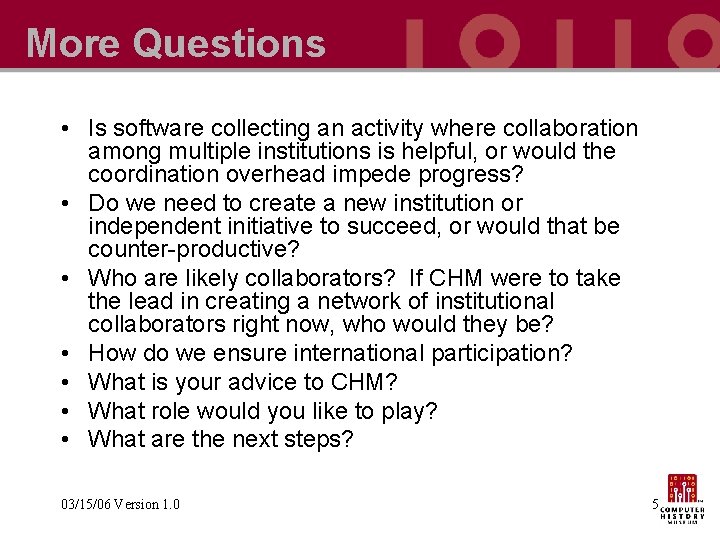 Received Feedback on Workshop Bernard L Peuto 031506