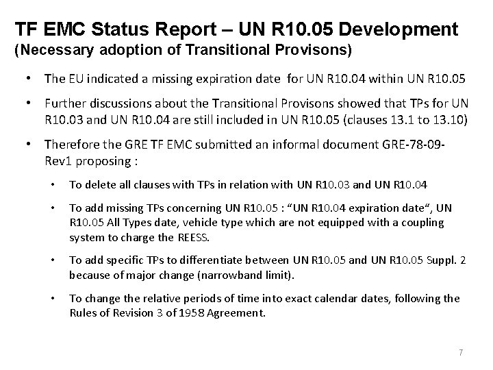 Submitted by TF EMC Informal document GRE78 10