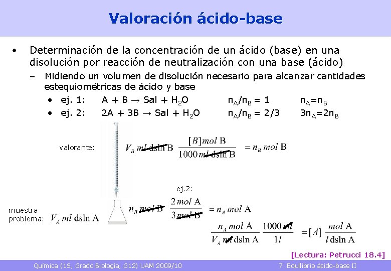 7 Equilibrios cidobase II Qumica 1 S Grado