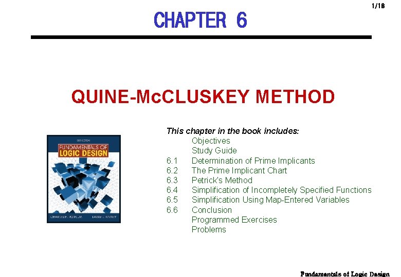 118 CHAPTER 6 QUINEMc CLUSKEY METHOD This chapter