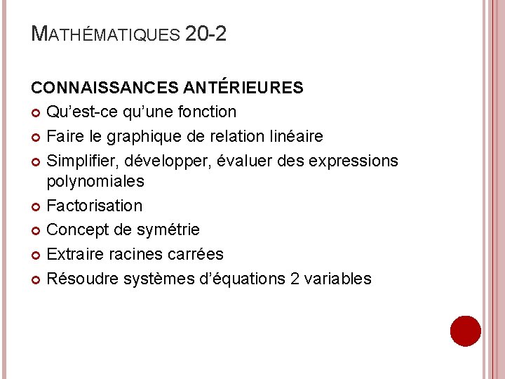 FONCTIONS ET RELATIONS MATHMATIQUES 20 1 ET 20