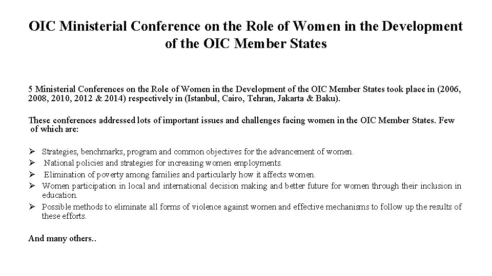 Organization of Islamic Cooperation OIC The OIC Plan