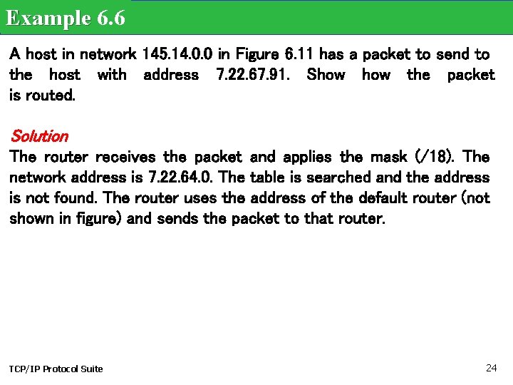 Chapter 6 Delivery and Forwarding of IP Packets