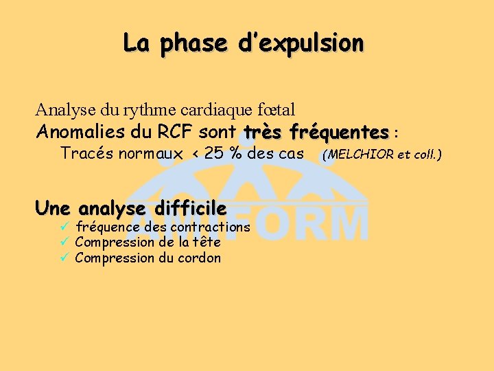 Les Anomalies du RCF pendant le travail Description