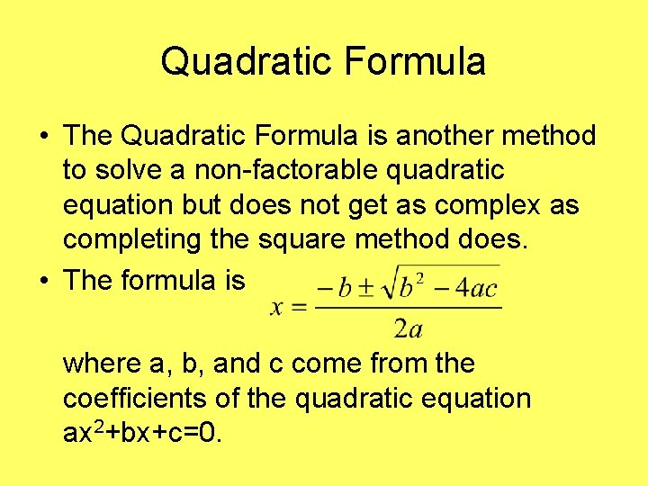 Chapter 7 Quadratic Equations and Functions Completing the