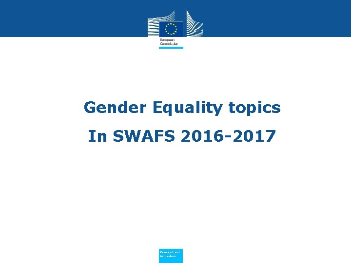 Gender Equality topics In SWAFS 2016 2017 Policy