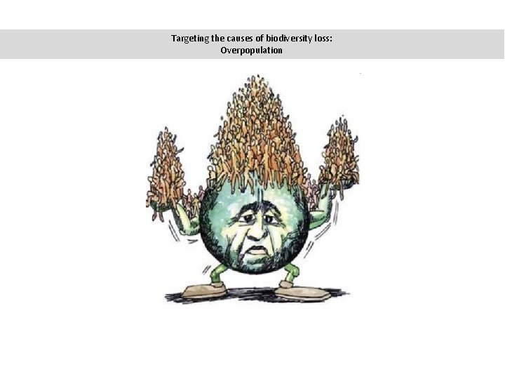 Targeting the causes of biodiversity loss Overpopulation Targeting