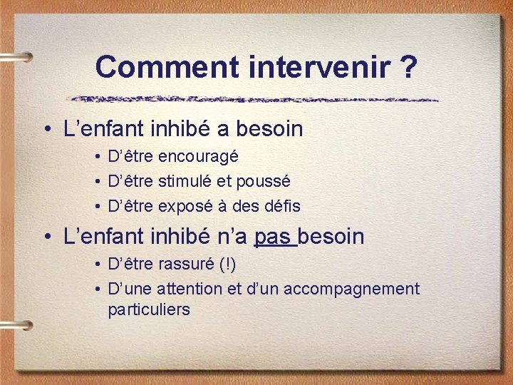 Les troubles du comportement Le programme du cours