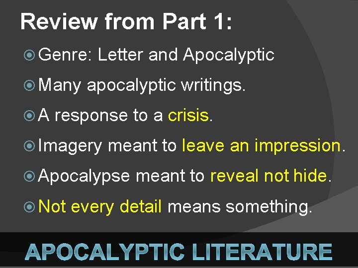 The Book of Revelation AN INTRODUCTION TO APOCALYPTIC