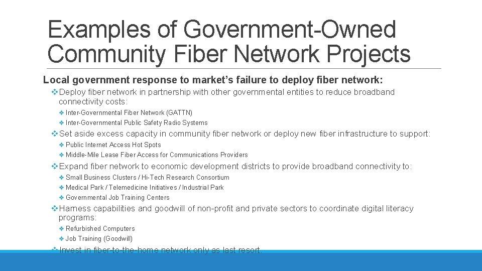 Framework for Building GovernmentOwned Fiber Network CONNECTED COAST