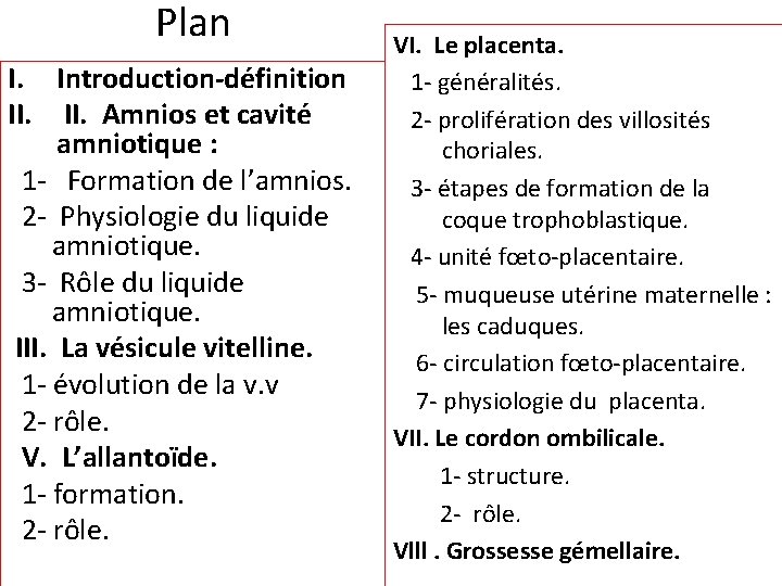LES ANNEXES EMBRYONNAIRES Dr HAZI R Dr ZOUBIR