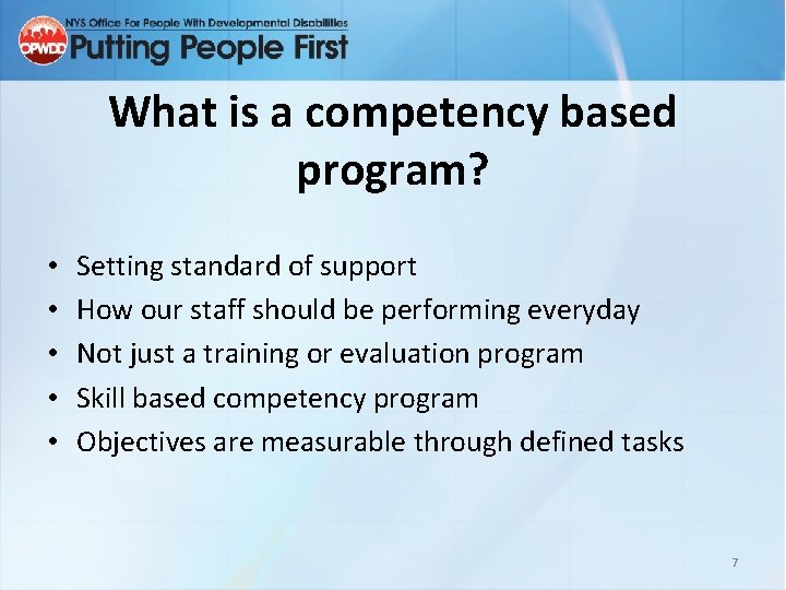New York State Talent Development Consortium DSP Competency