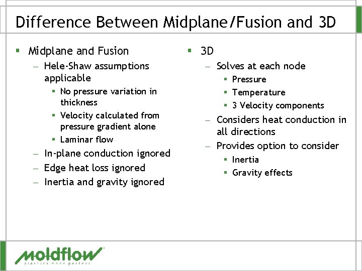 Flow Analysis Process Settings Detail Supported Molding Processes