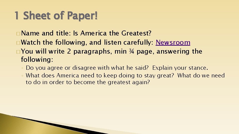 1 Sheet of Paper Name and title Is